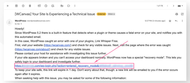 How to Access the WordPress Admin With a Fatal Error Warning - White Canvas