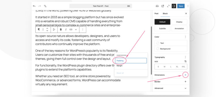 How to Change the Bottom Padding Dimensions on WordPress Blocks - White ...