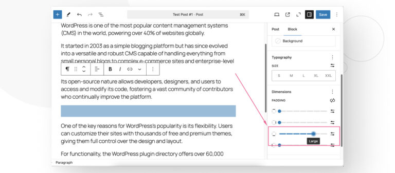 How to Change the Bottom Padding Dimensions on WordPress Blocks - White ...